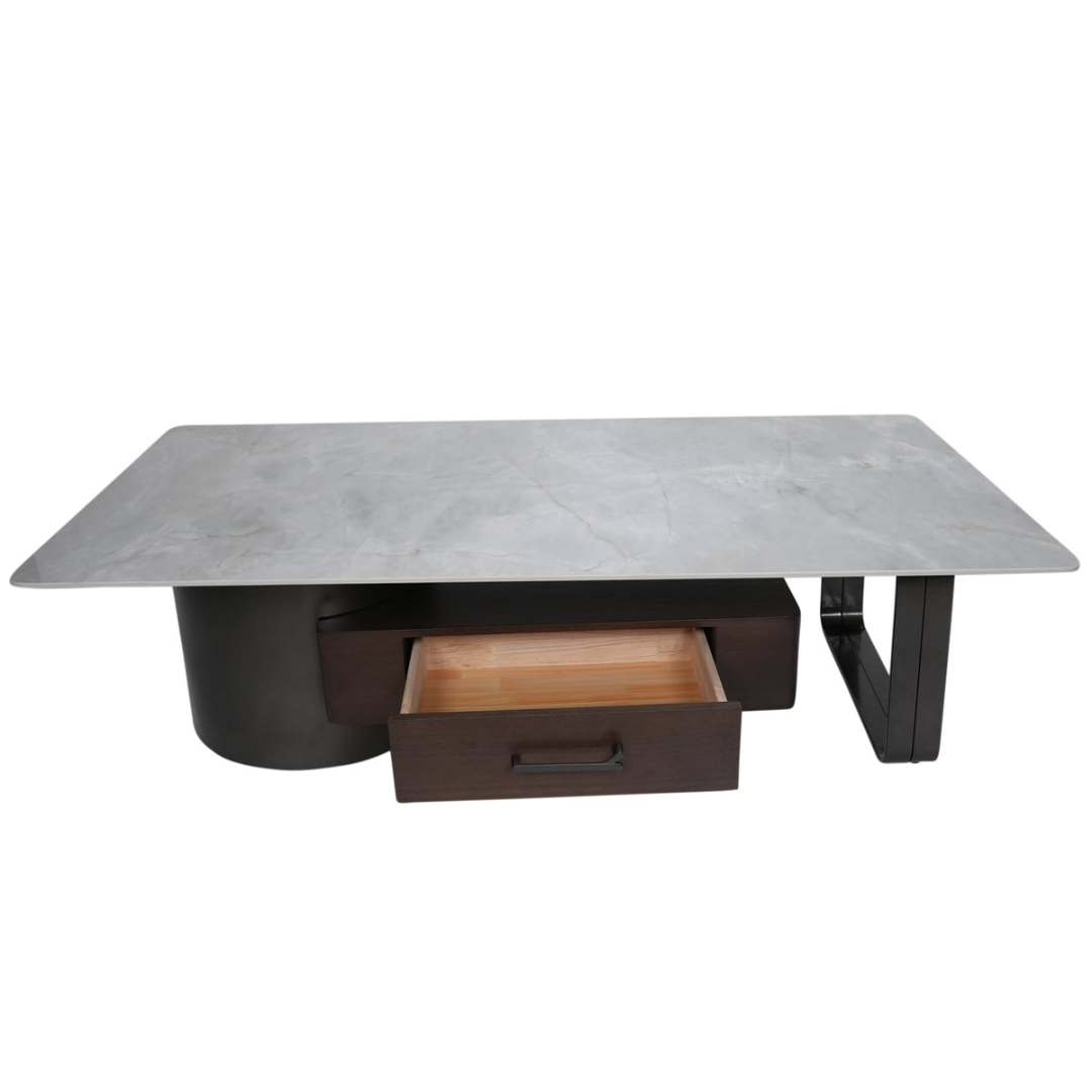 Preston Center Table – Marble Top & Iron Base | Elegant Interior