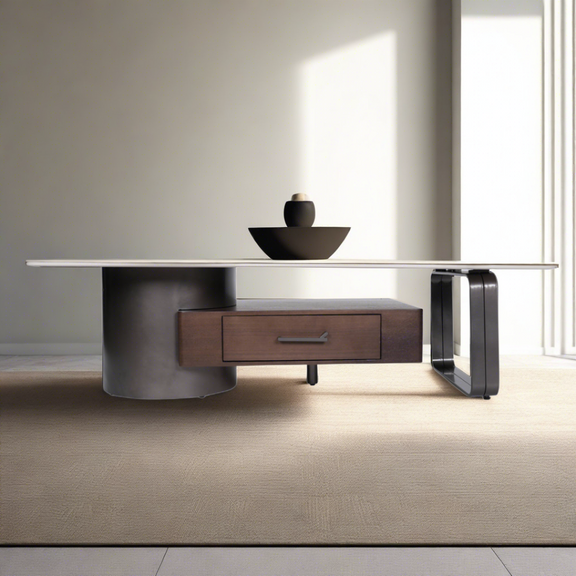 Preston Center Table – Marble Top & Iron Base | Elegant Interior