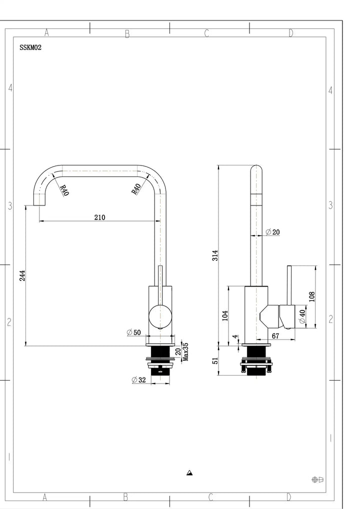 Elite Series Square Neck Kitchen Mixer | Elegant Interior