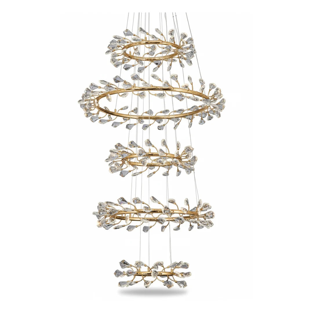 Donya Laurel Cascade Multi-Ring Crystal Chandelier | Elegant Interior