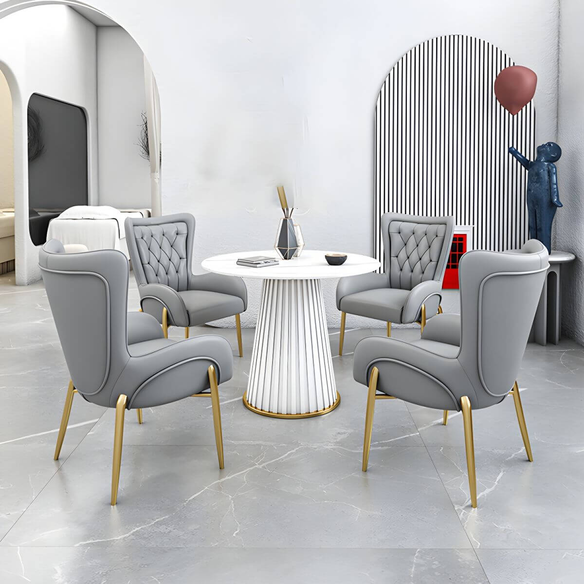 Henry Leather Dining Chair - Brushed Gold Legs (Customised) – Elegant ...